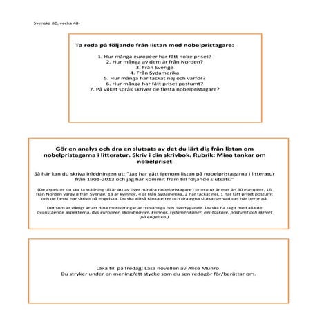 1 svenska 8c onsdag 27 november att göra | PDF