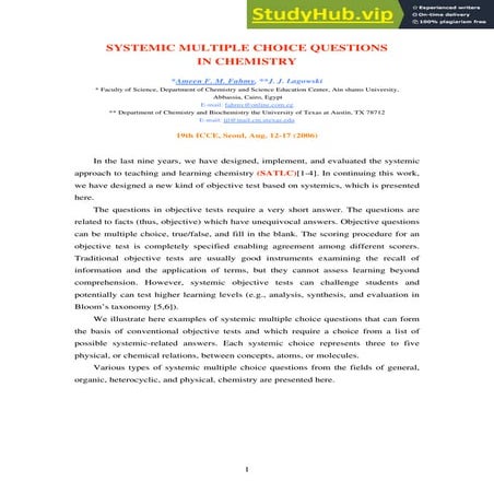 1 Systemic Multiple Choice Questions In Chemistry | PDF
