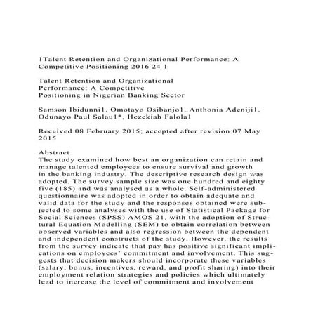 1Talent Retention and Organizational Performance A Competitiv.docx