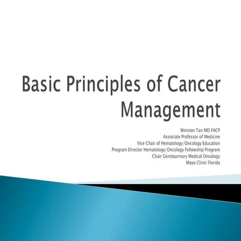 Welcome Basic Principles of Cancer Management | PPTX
