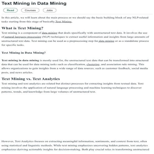 Text mining steps with examples and sample | PDF | Search | Internet