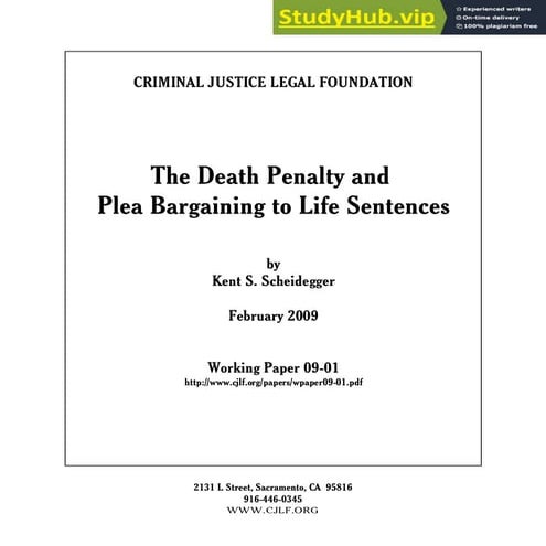 1 The Death Penalty And Plea Bargaining To Life Sentences | PDF
