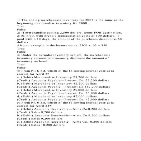 1 The ending merchandise inventory for 2007 is the same as the be.docx