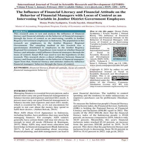 The Influence of Financial Literacy and Financial Attitude on the Behavior of Financial Managers ...