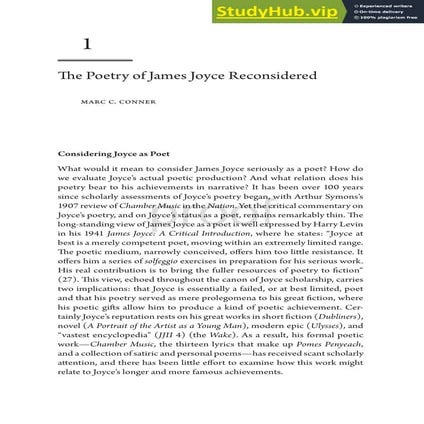 1 The Poetry Of James Joyce Reconsidered | PDF | Poetry | Books and ...