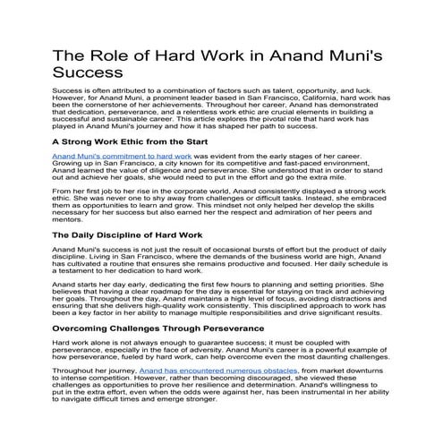The Role of Hard Work in Anand Muni's Success.docx