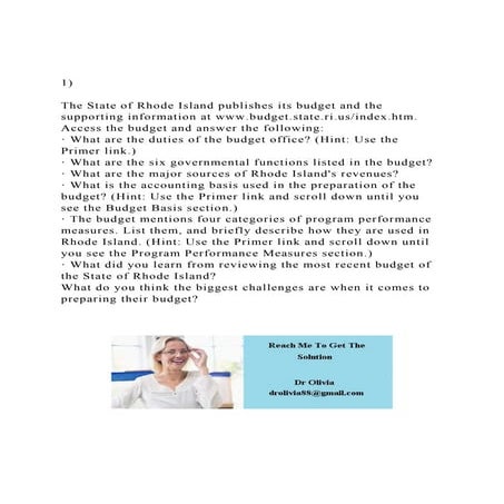 1)The State of Rhode Island publishes its budget and the sup.docx