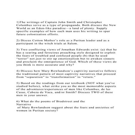 1)The writings of Captain John Smith and Christopher Columbus se.docx ...