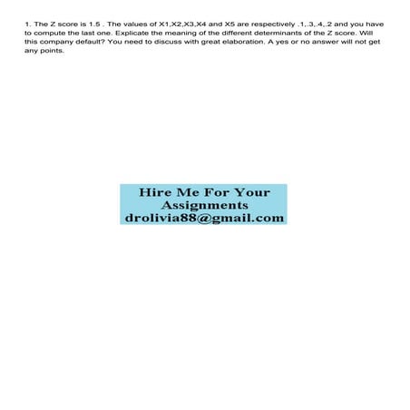 1 The Z Score Is 15 The Values Of X1x2x3x4 And X5 Are Pdf