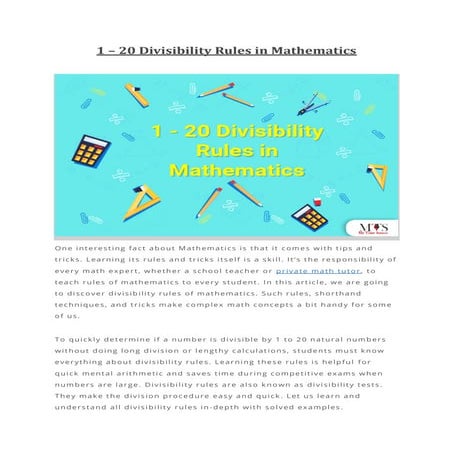 Divisibility Rules for 2, 5 and 10 | PPTX
