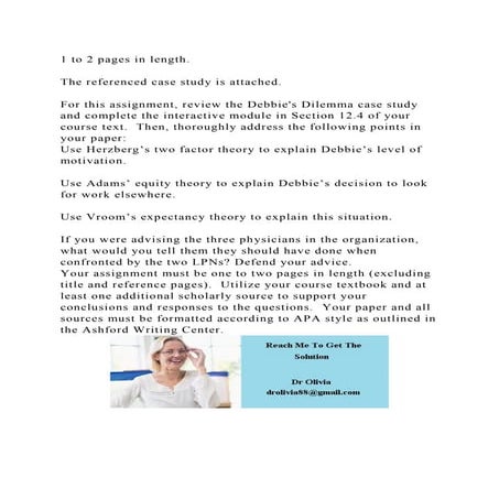 For This Assignment Review The Debbies Dilemma Case Study And Co docx