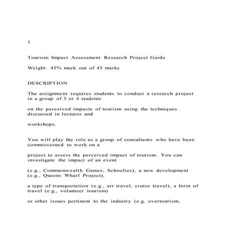 1 Tourism Impact Assessment Research Project Guide | DOCX