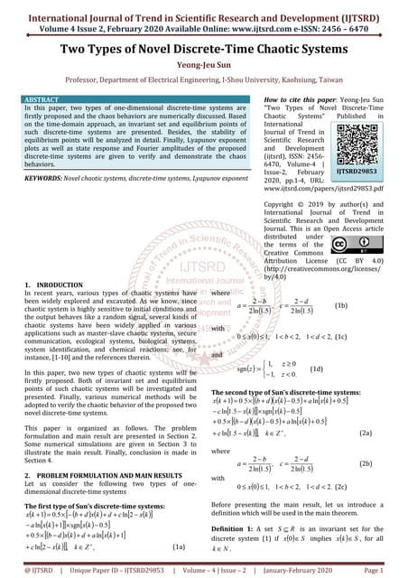 Chaotic system and its Application in Cryptography | PPT