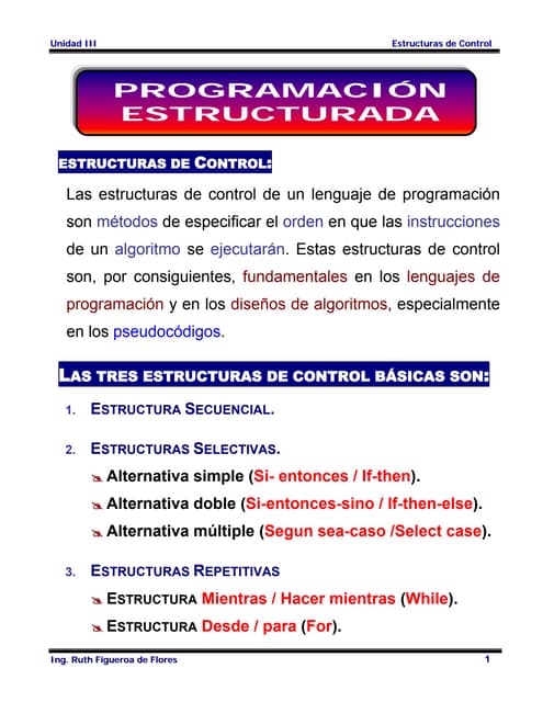 Estructuras de control selectivas para uas | PPTX