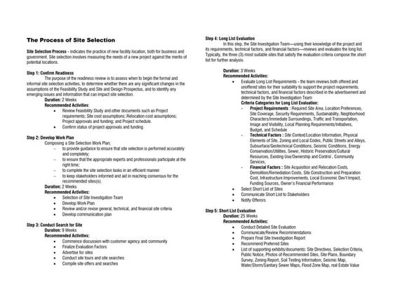 Site selection and justification | PDF