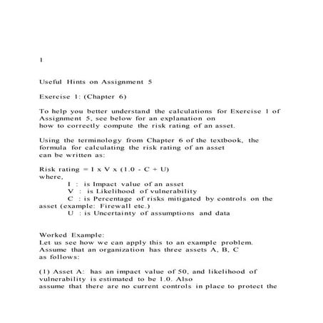 1 Useful Hints on Assignment 5 Exercise 1 (Chapter | PDF