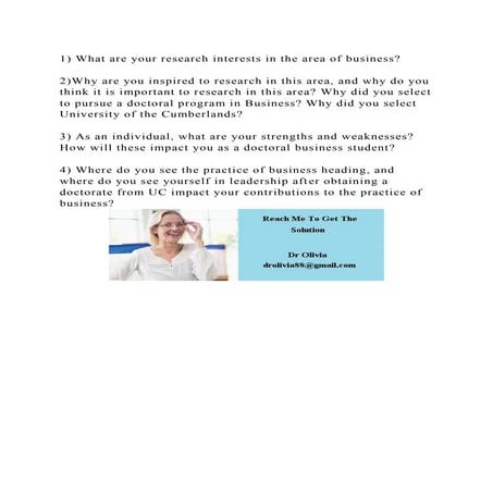 1) What are your research interests in the area of business 2)W.docx