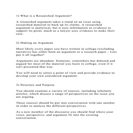 1) What is a Researched ArgumentA researched argument takes a s | DOCX ...