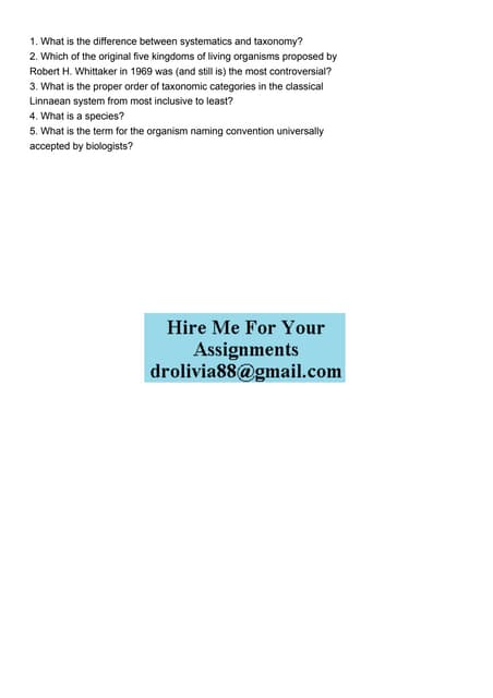 1 What Is The Difference Between Systematics And Taxonomy Pdf