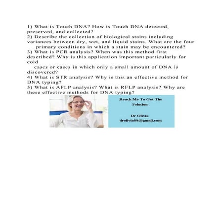 1) What is Touch DNA How is Touch DNA detected, preserved, and coll.docx