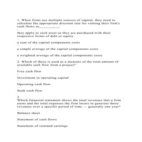 Fin534 final exam part 1 | DOCX