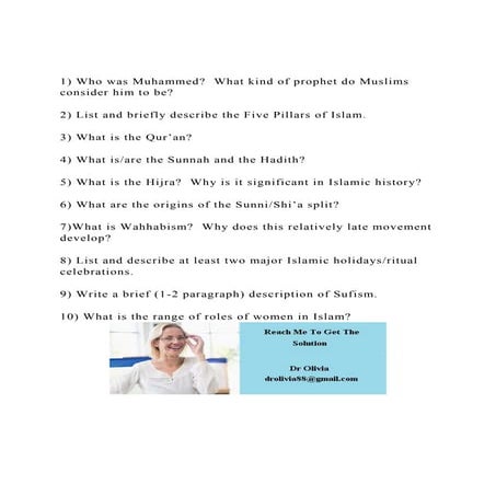 1) Who was Muhammed What kind of prophet do Muslims consider h.docx