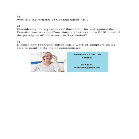 1) Why did the Articles of Confederation Fail2)Considering .docx | Politics