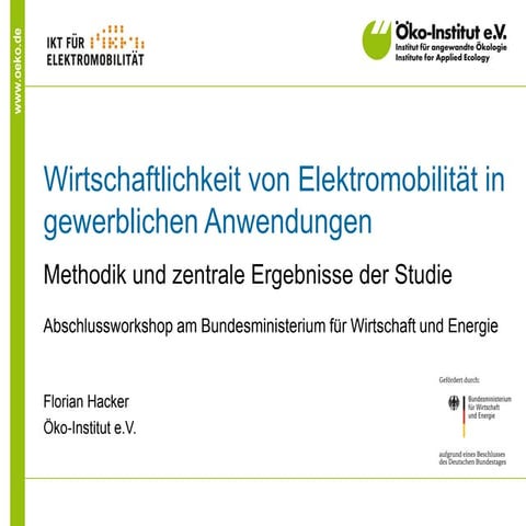 Wirtschaftlichkeit von Elektromobilität in gewerblichen Anwendungen | PPT