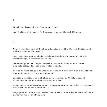 1 Working Toward the Common Good An Online Univer.docx