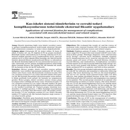 Kas-iskelet sistemi tümörlerinin ve cerrahi tedavi komplikasyonlarının ...