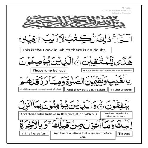 Al-Baqarah Ayah 1-5 Notes | DOCX