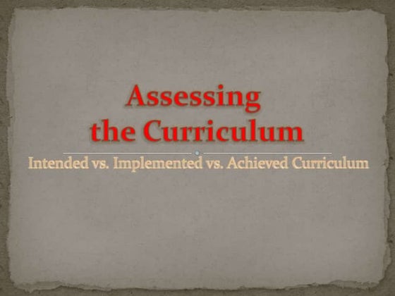Assessing the curriculum | PPT
