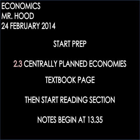 ECOGOV: 2.3 CENTRALLY PLANNED ECONOMIES | PPTX
