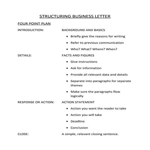 business letters structuring | DOC