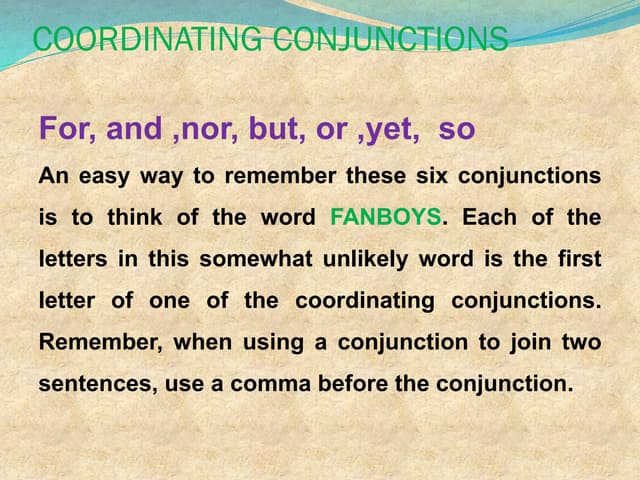 Coordinating conjunctions | PPTX