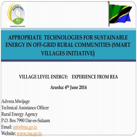 Arusha | Jun-14 | Appropriate technologies for sustainable energy in ...