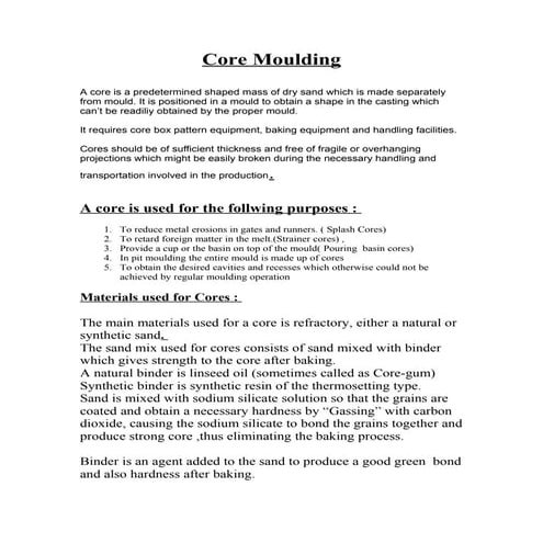 Core and core prints and types of cores by polayya chintada | PPTX
