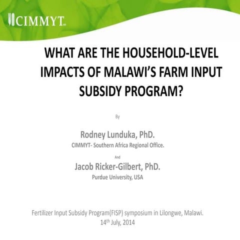 Oral Presentation - Impact of Farmer Input Support Programme on ...