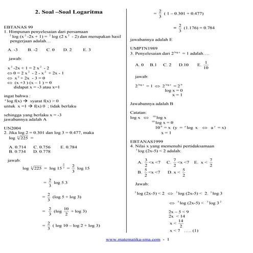 2. soal soal logaritma | PDF