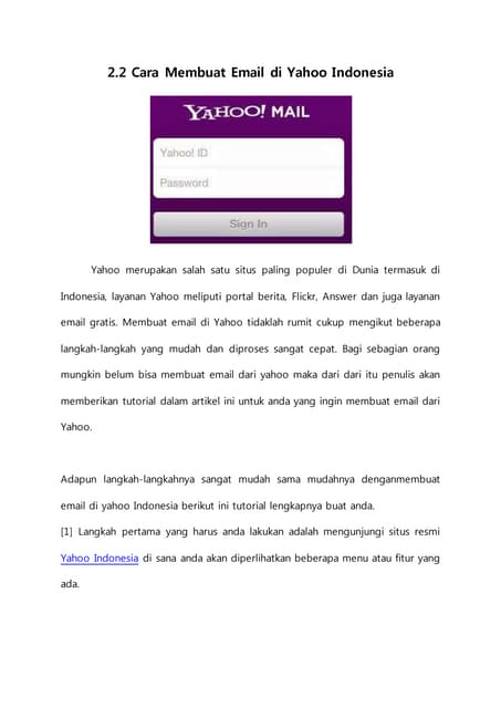 Tutorial membuat yahoo mail stid al-biruni cirebon | PDF
