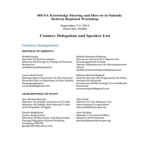 Workshop Participant List | DOCX