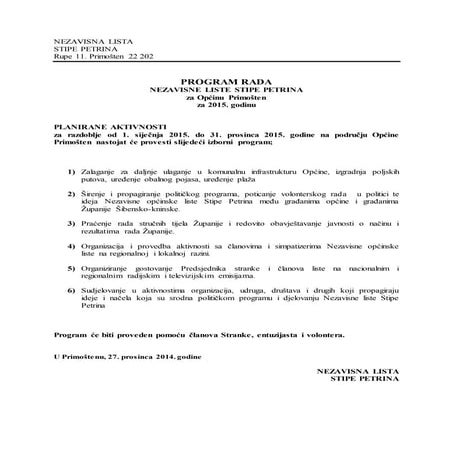 Program rada Općina Primošten 2014 | DOCX