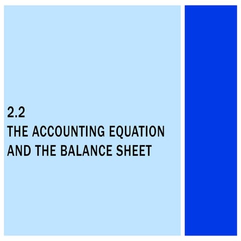 2.2 The Accounting Equation and the Balance Sheet | PPT