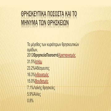 θρησκευτικα ποσοστα και το μηνυμα των θρησκειων | PPTX