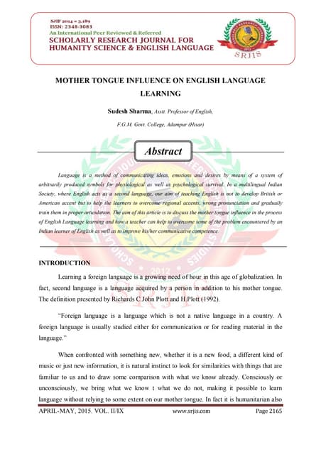 Mother tongue presentation | PPTX