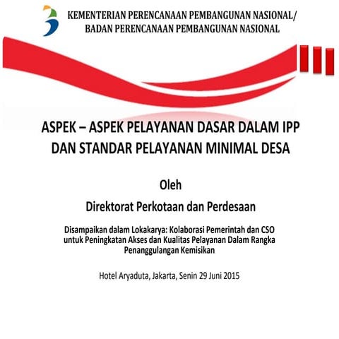 Aspek – aspek pelayanan dasar dalam ipp dan spm desa | PDF