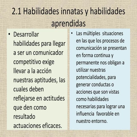 2.1 habilidades innatas y habilidades aprendidas | PPTX