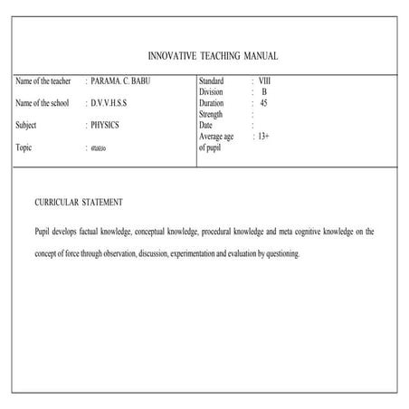 Innovative Teaching Manual | PDF