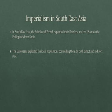 Old and New Imperialism in South East Asia | PPT