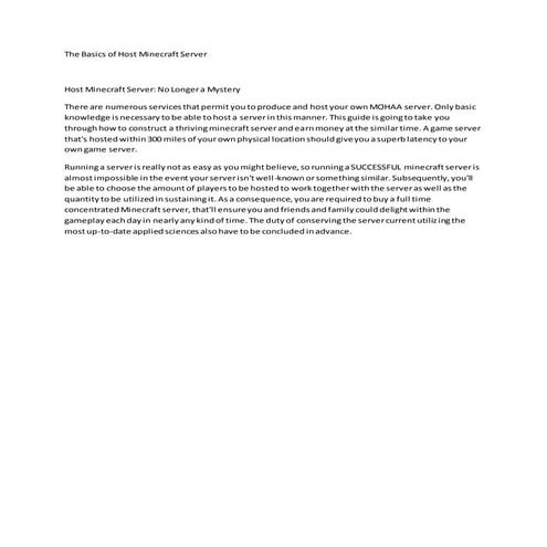 The Basics Of Host Minecraft Server Pdf 